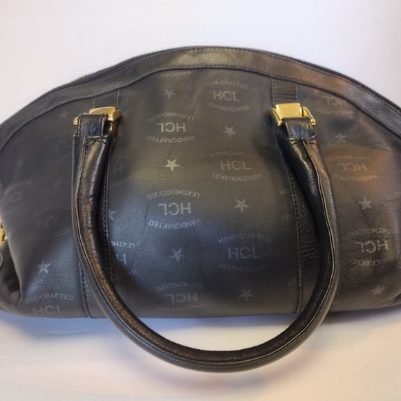 HCL | Bags | Hcl Handcrafted Leathergoods Black Monogram Satchel Purse ...